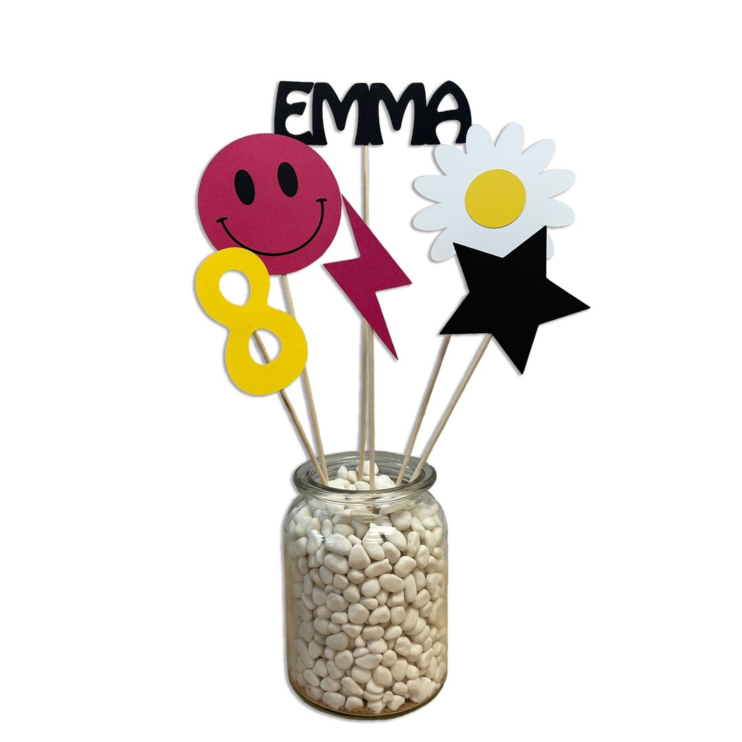 Pink Smiley Face Birthday Decor, Pink Smiley Centerpiece, Custom Party ...