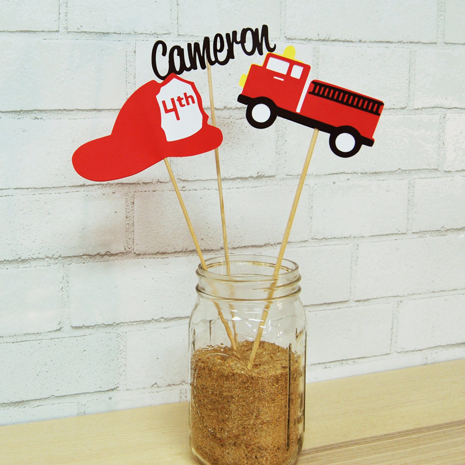 Fire Truck Centerpiece, Fireman Centerpiece, Fire Truck Birthday Decor ...