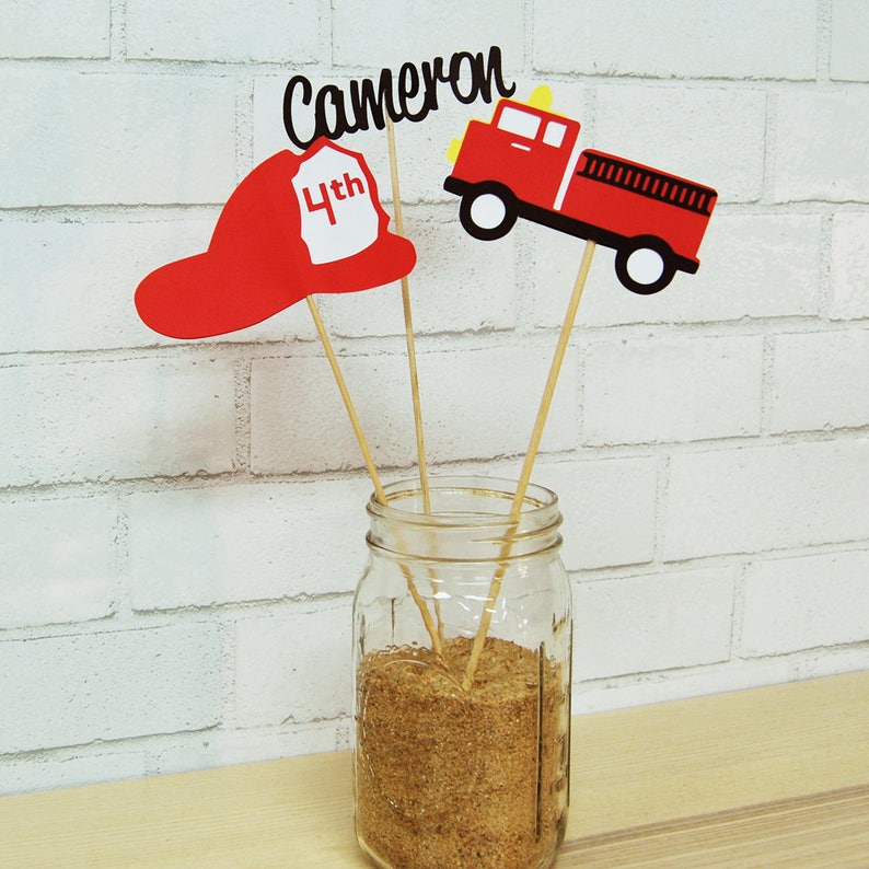 Fire Truck Centerpiece, Fireman Centerpiece, Fire Truck Birthday Decor ...