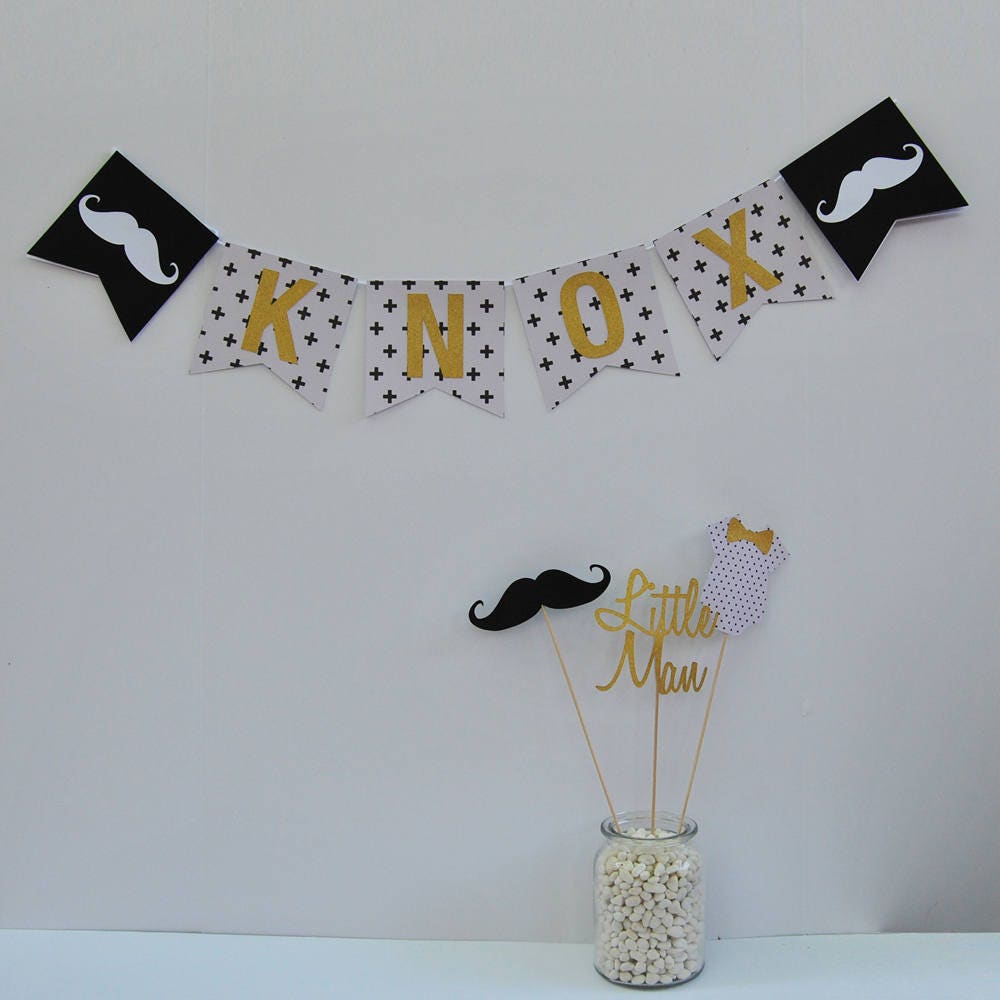 Mustache Banner Little Man Banner Mustache & Bowtie Baby - Etsy