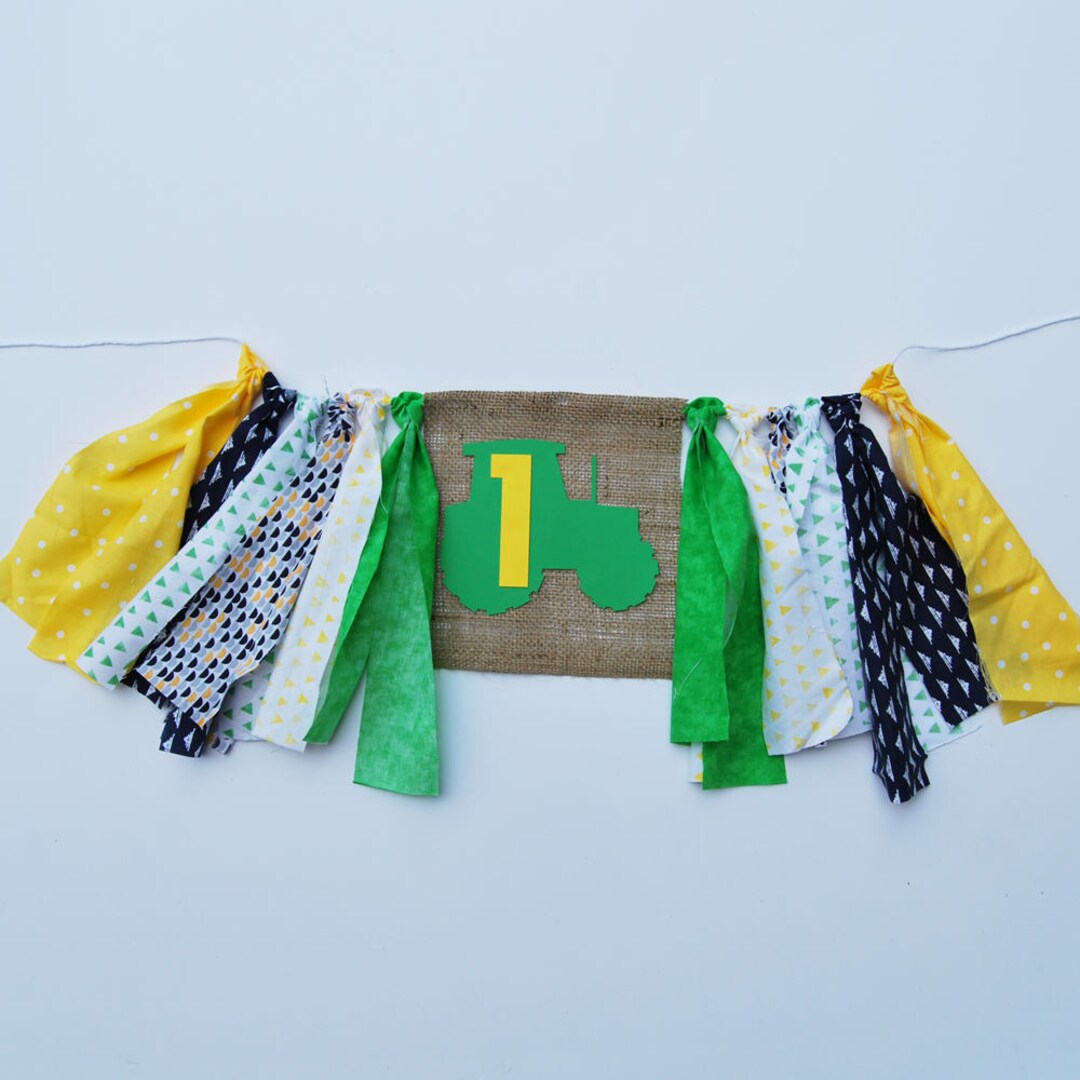 Tractor Highchair Banner, Tractor Birthday Banner, Tractor Rag Tie ...
