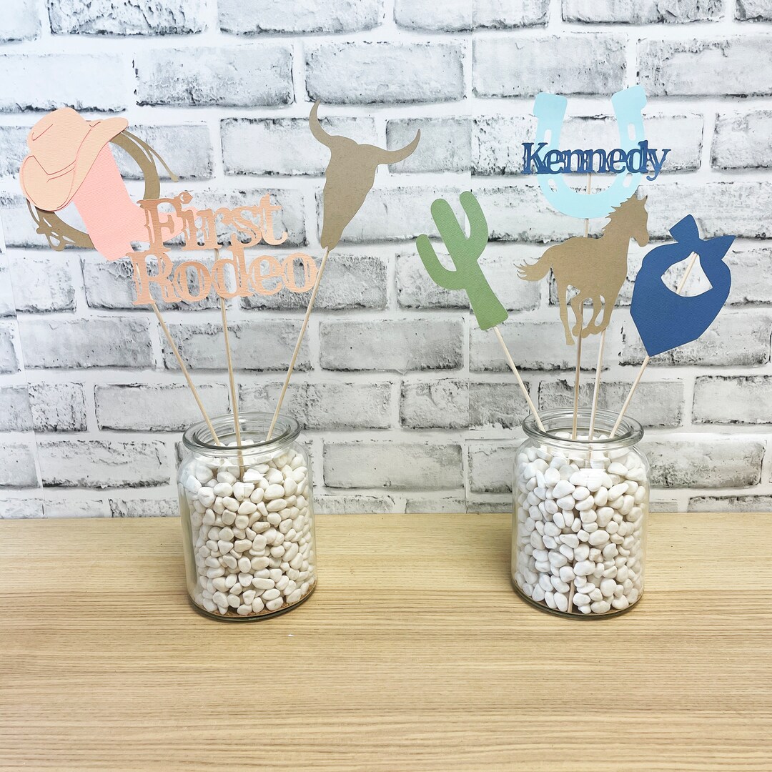 First Rodeo Birthday Decor First Rodeo Centerpiece Custom Party Decor ...