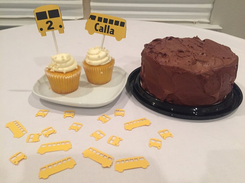 Wheels on the Bus Cupcake Toppers Custom Parties by Party at - Etsy