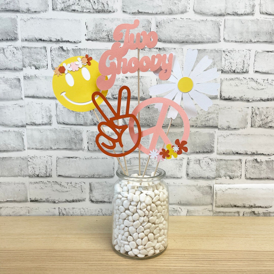 Two Groovy Party Centerpiece, Two Groovy Birthday Decor, Woodstock ...