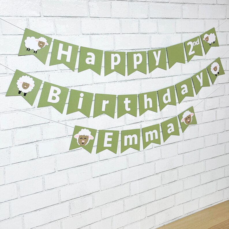 Little Lamb Happy Birthday Banner Little Lamb Party Banner - Etsy