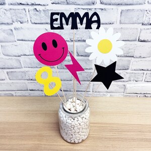 Pink Smiley Face Birthday Decor, Pink Smiley Centerpiece, Custom Party ...