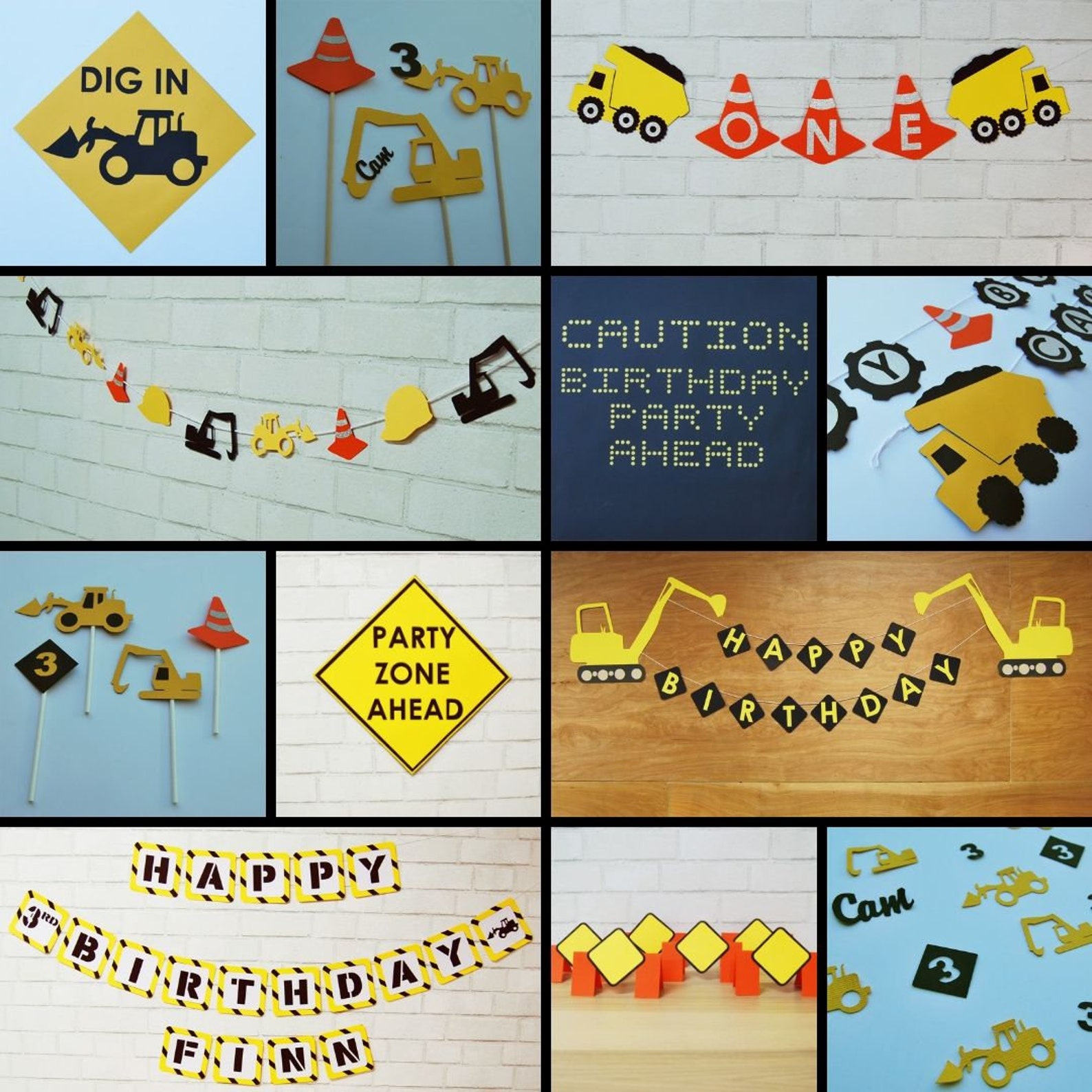 XL Construction Truck Banner, Excavator Birthday Banner, Construction ...