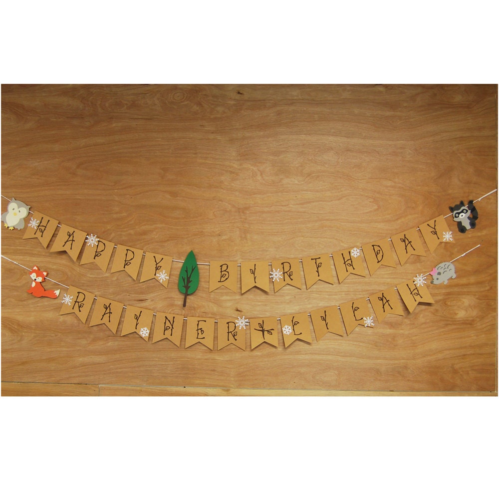 Winter Woodland Birthday Banner Woodland Animal Banner | Etsy