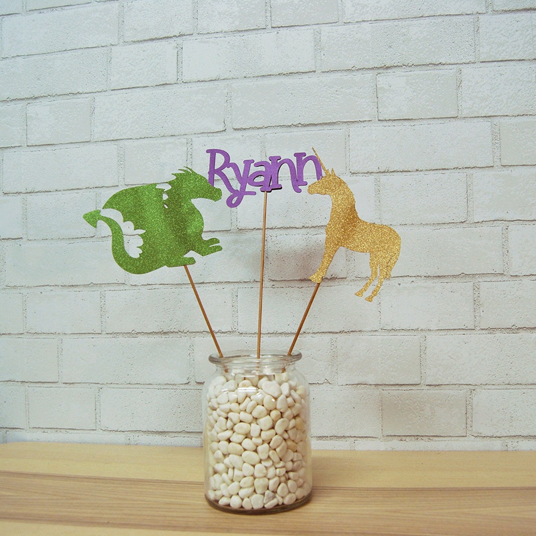 Dragon and Unicorn Centerpiece, Dragon and Unicorn Birthday Decor ...