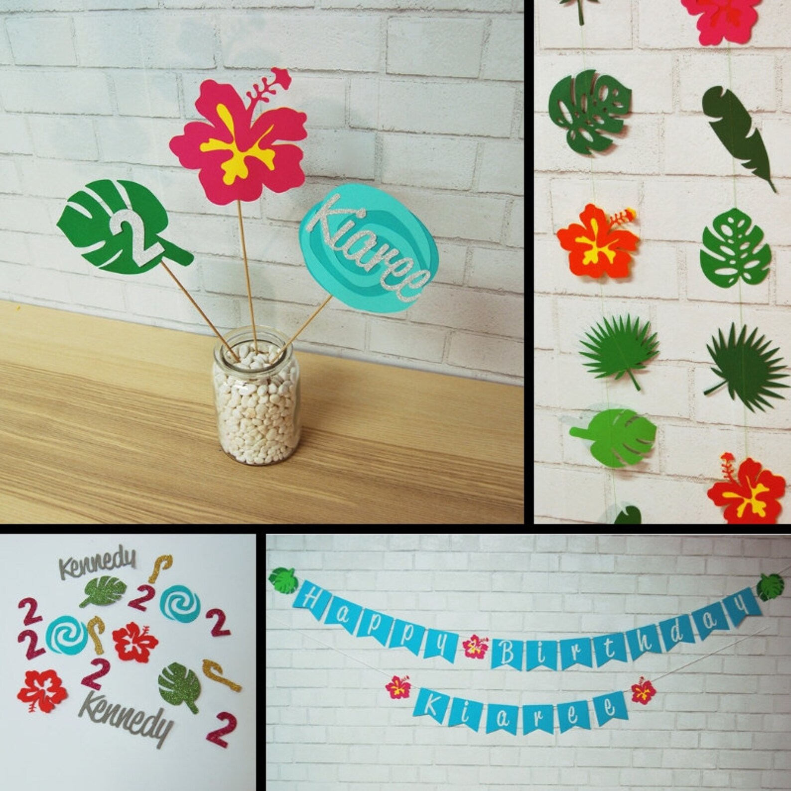 Tropical Birthday Banner Tropical Flowers Birthday Banner - Etsy