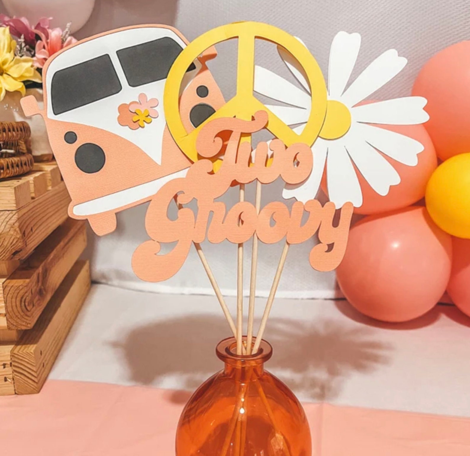 Two Groovy Party Centerpiece Two Groovy Birthday Decor - Etsy