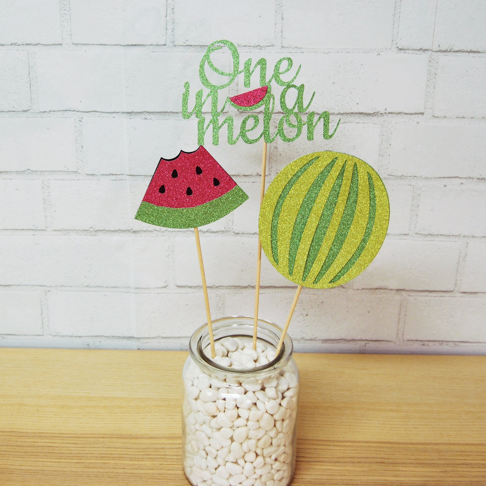 One in A Melon Centerpiece, Watermelon Centerpiece, Glitter Watermelon ...
