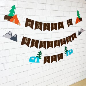 Camping Birthday Banner, Camp Themed Birthday Party Banner, Tent and RV ...