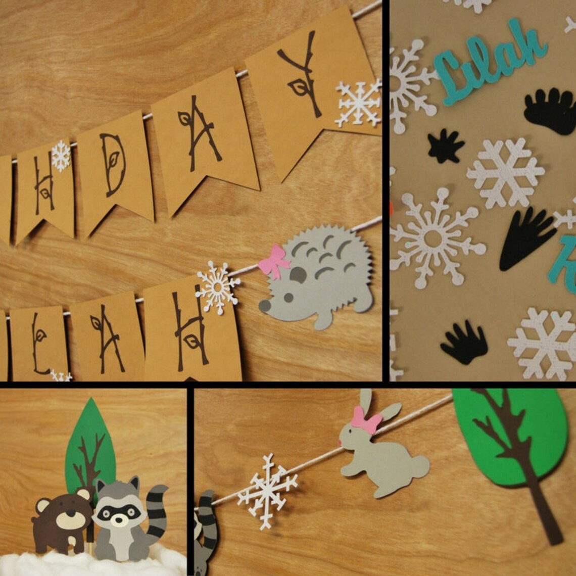 Winter Woodland Birthday Banner Woodland Animal Banner - Etsy