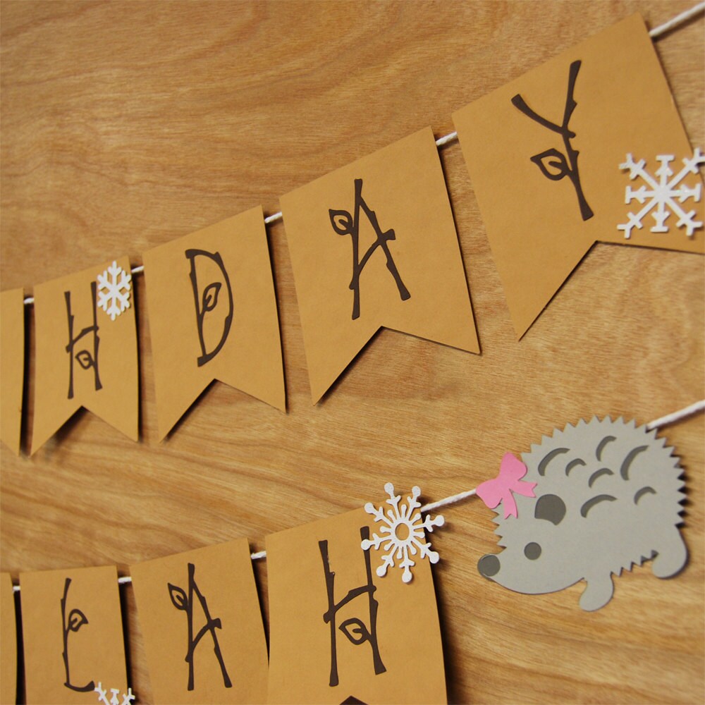 Winter Woodland Birthday Banner Woodland Animal Banner - Etsy