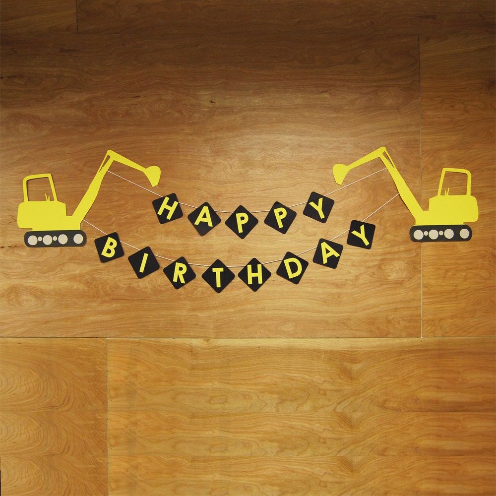 XL Construction Truck Banner, Excavator Birthday Banner, Construction ...