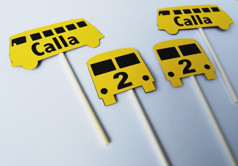Wheels on the Bus Cupcake Toppers Custom Parties by Party at - Etsy