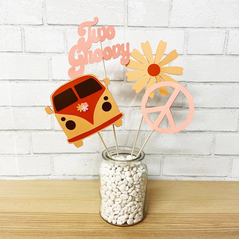 Two Groovy Party Centerpiece Two Groovy Birthday Decor - Etsy