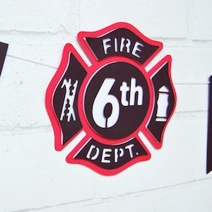 3D Fireman Birthday Banner, Firefighter Birthday Banner, Fireman Banner ...