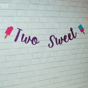 Two Sweet Banner, Two Sweet Ice Cream Banner, Second Birthday Banner ...