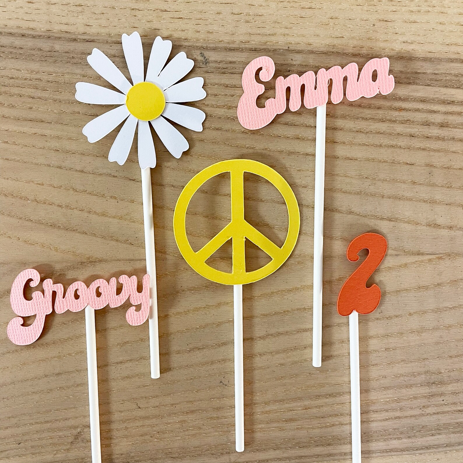 Groovy Cupcake Toppers Two Groovy Birthday Hippie Birthday | Etsy