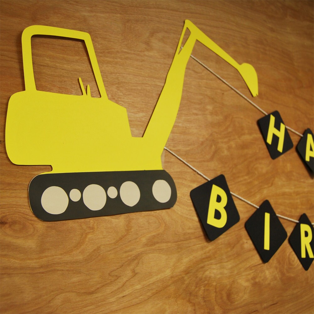 XL Construction Truck Banner, Excavator Birthday Banner, Construction ...