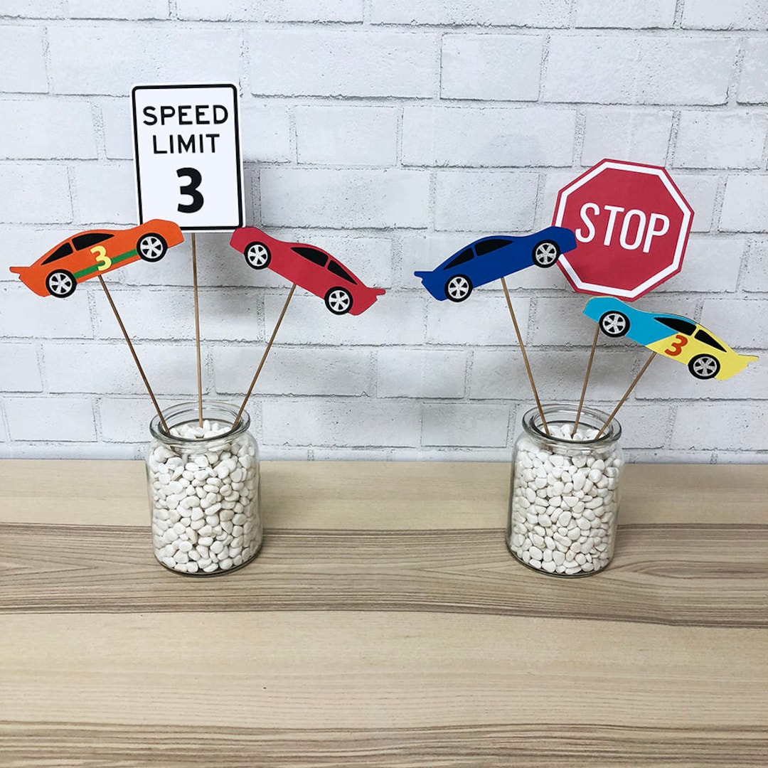 Race Car Centerpieces, Race Car Birthday Decor, Speed Limit Centerpiece ...