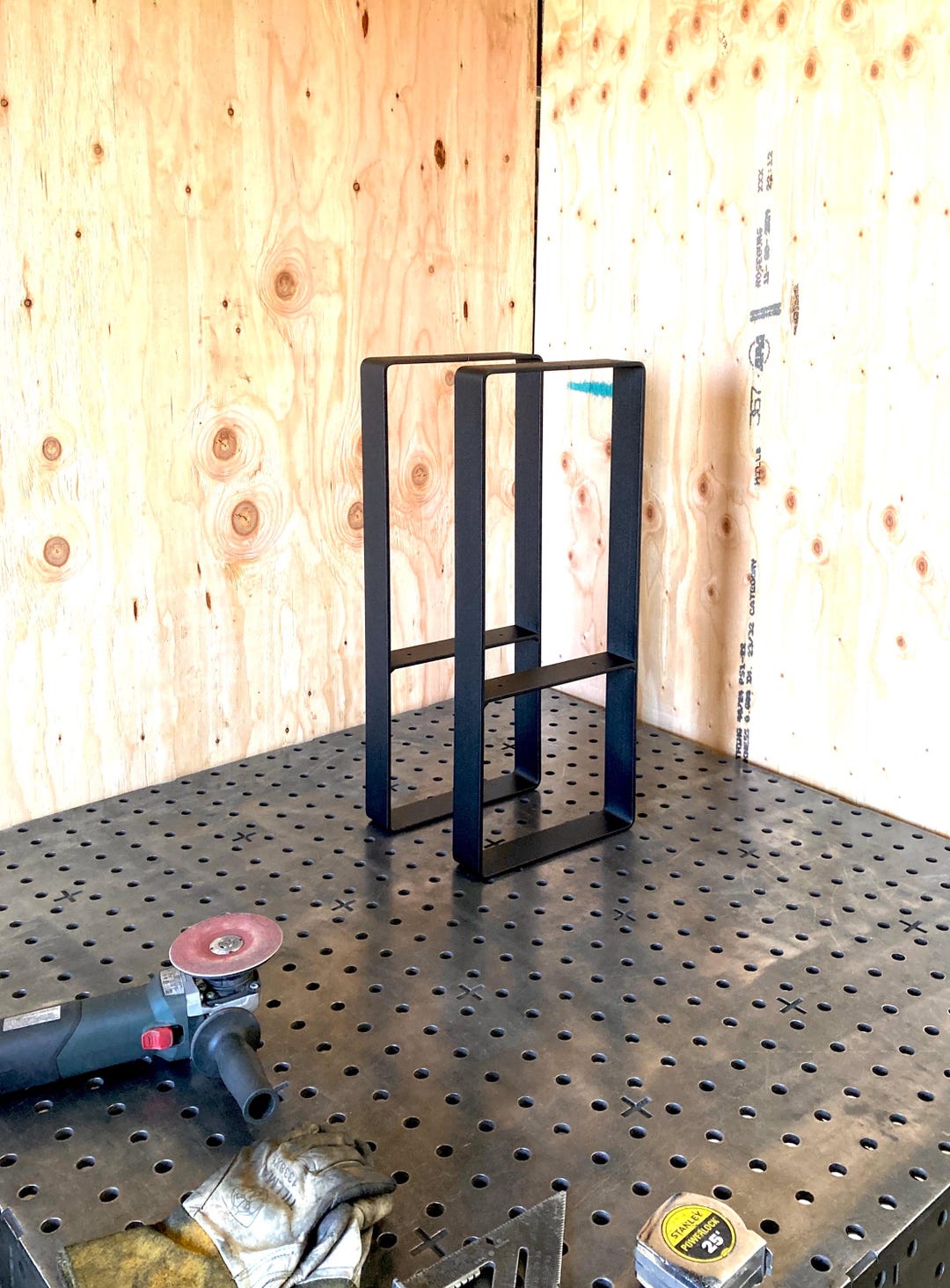 Metal Sofa Table Legs With Shelf for Live Edge Slab Console Table Metal ...