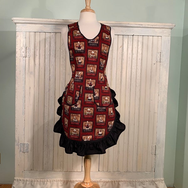 Black Ruffle Apron - Etsy