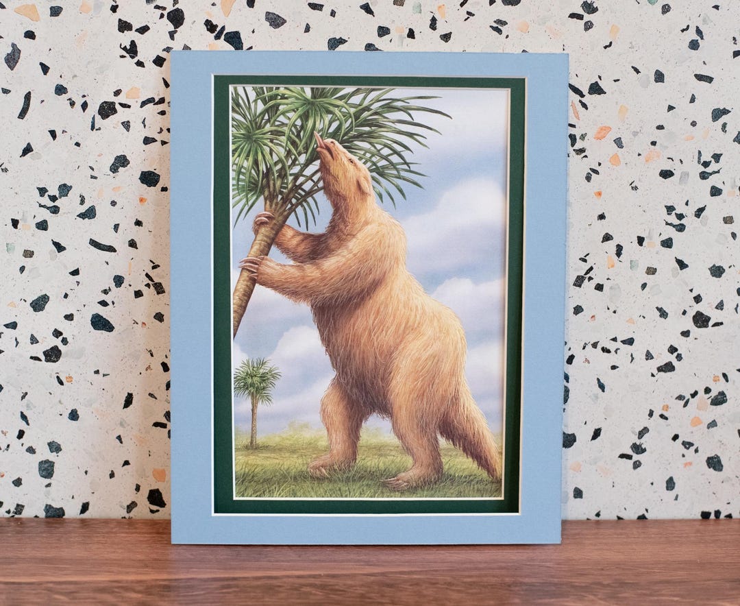 Early 2000s "ground Sloth" in Hand-cut 8x10 Mat - Vintage Paleoart ...