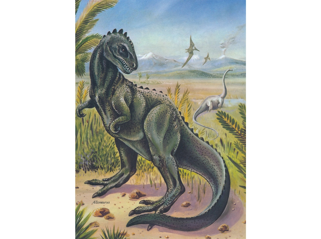 1959 "allosaurus"- Original 8.25 X12 Vintage Print - Prehistoric ...