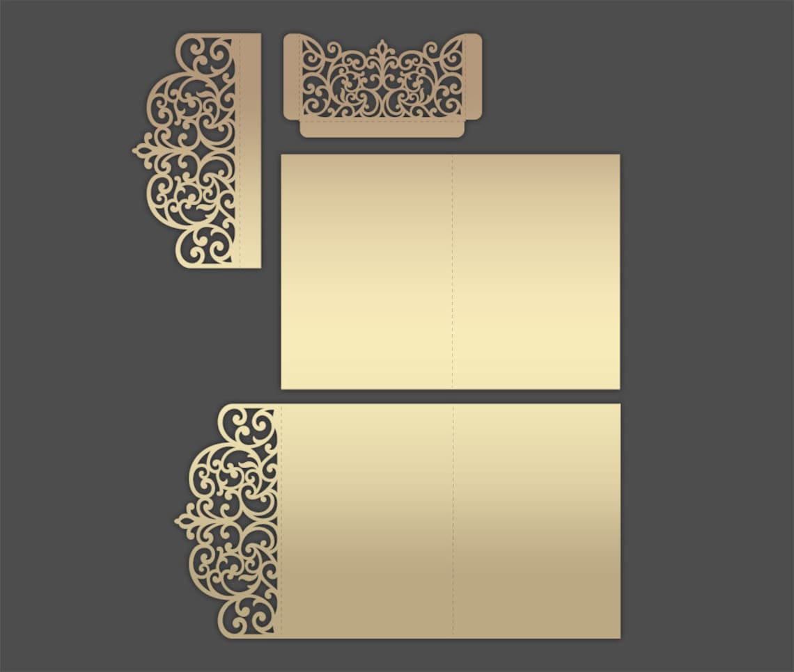 Wedding Invitation Template Tri Fold Envelope Design for - Etsy