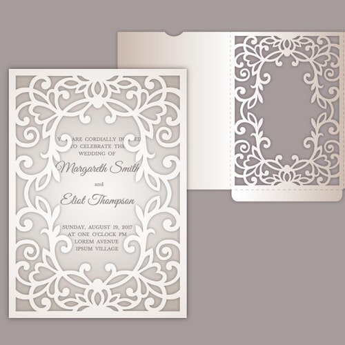 Ornamental Laser Cut Wedding Invitation Card Frame Template - Etsy