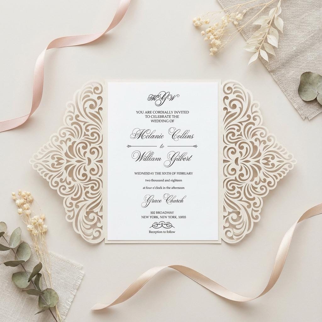 Set Cricut Wedding Invitation Template Tri Fold, Gate Fold Card ...