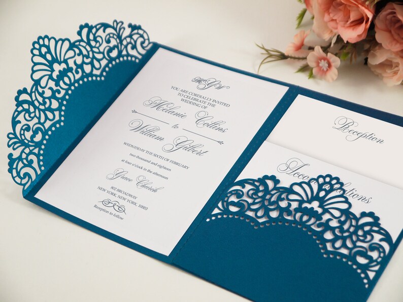 Tri Fold 5x7 Wedding Invitation Pocket Envelope SVG Template Etsy