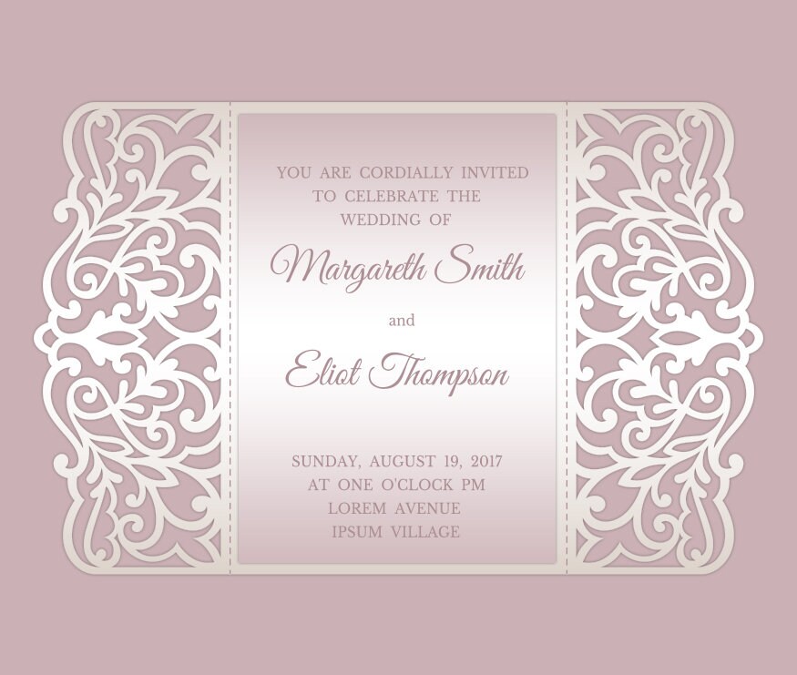 Ornamental SVG Wedding Invitation Set, Lasercut Cricut Templates, Gate ...