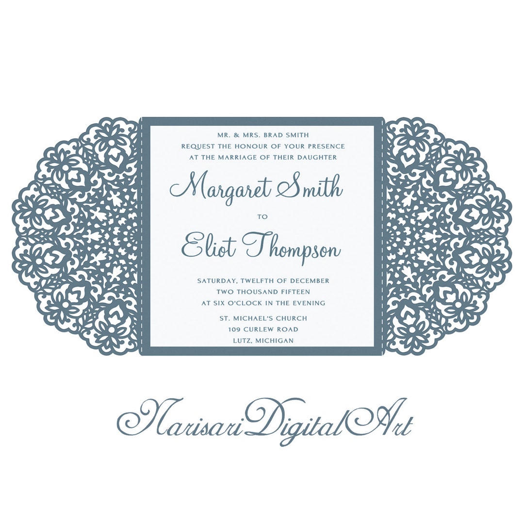 Wedding Invitation Lace Card Template, Quinceanera Invitation, SVG ...