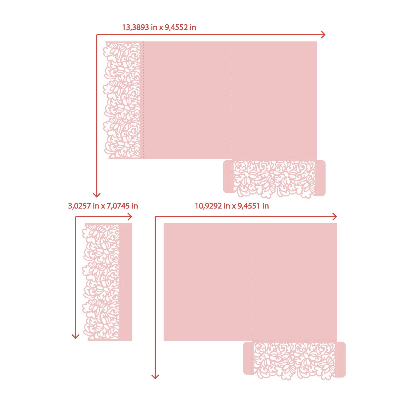 Tri Fold 5x7 Wedding Invitation Pocket Envelope SVG Template | Etsy