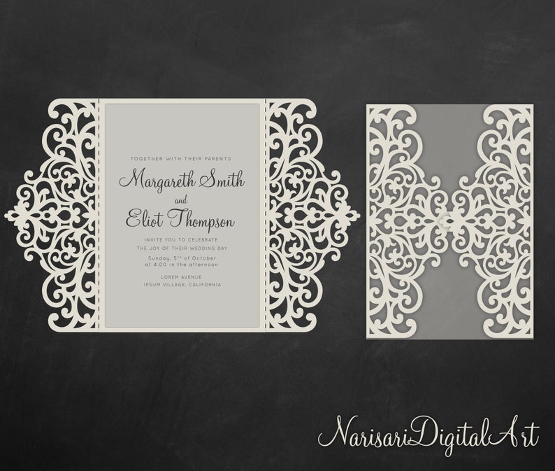 SVG Gate Fold Wedding Invitation Card Template 5x7 - Etsy Canada