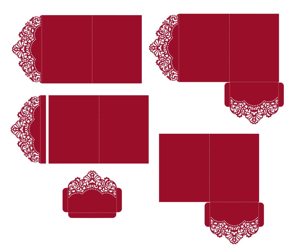 Tri Fold 5x7 Wedding Invitation Pocket Envelope SVG Template - Etsy