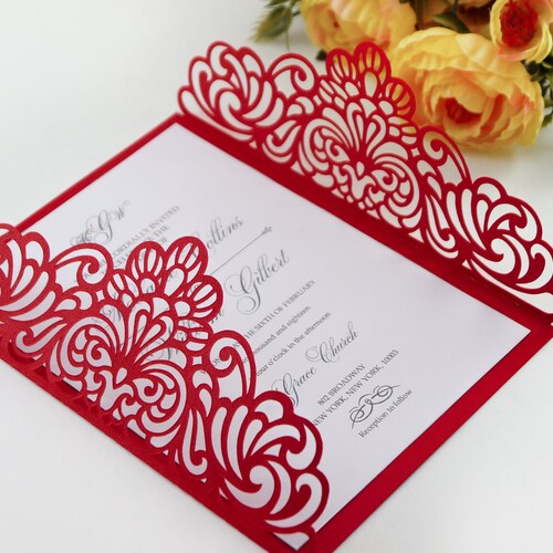 Ornamental Laser Cut Wedding Invitation Card Frame Template - Etsy