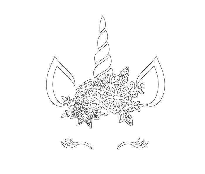 SVG Unicorn Head With Floral Crown Unicorn Face / Eyelashes | Etsy
