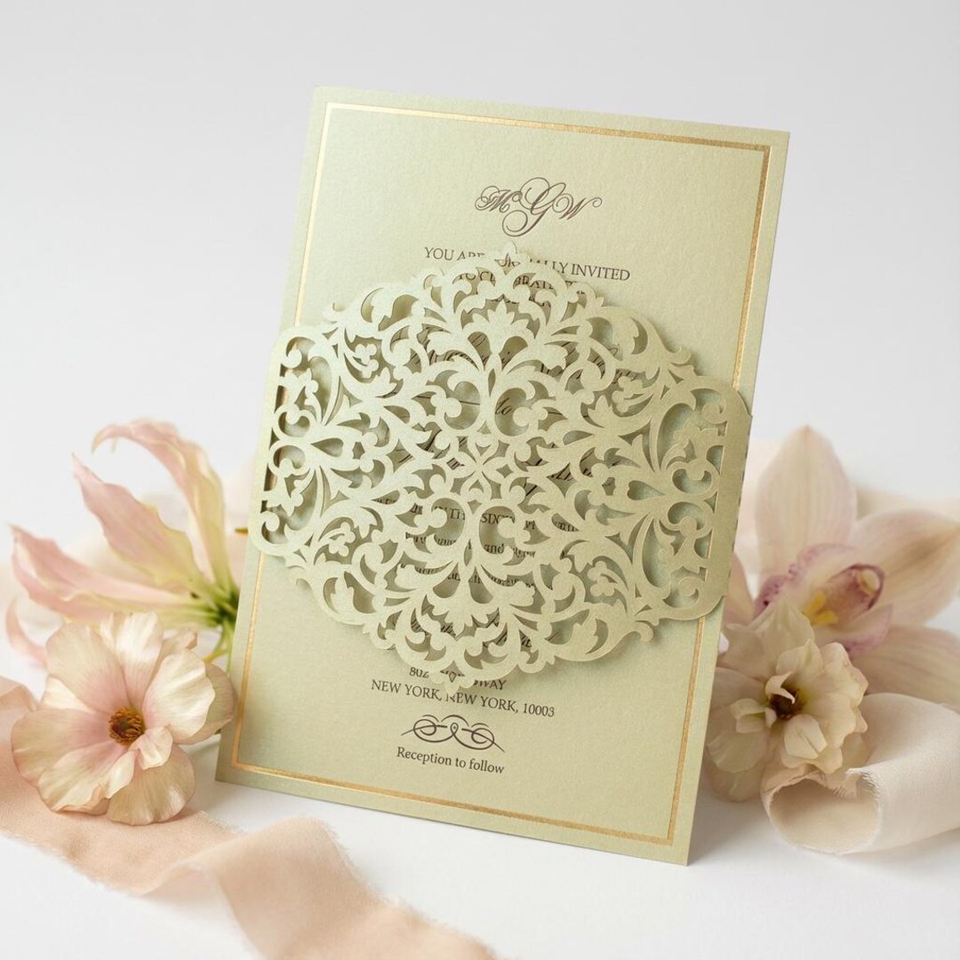 SVG Ornamental Belly Band Wedding Invitation. Laser Cut Template, Wrap ...