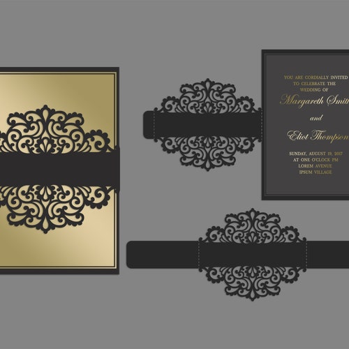SVG Belly Band Wedding Invitation. Laser Cut Template Border - Etsy