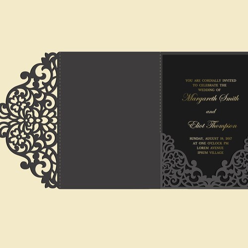 Wedding Lace Invitation Svg Trifold 5x7 Pocket Envelope - Etsy
