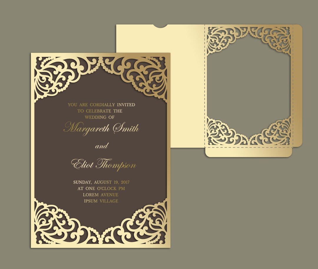 Wedding Invitation Pocket Frame Envelope - Laser Cut Card 5x7 SVG ...