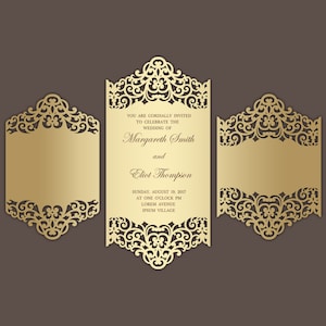 Ornamental Laser Cut Wedding Invitation Card Frame Template Vector DXF ...