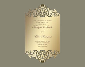 Ornamental Laser Cut Wedding Invitation Card Frame Template | Etsy