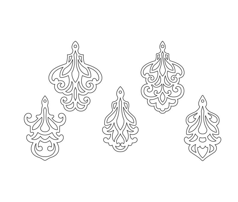 Set Ornamental Pendant Templates, Vector Cutting File / SVG, DXF, PNG ...