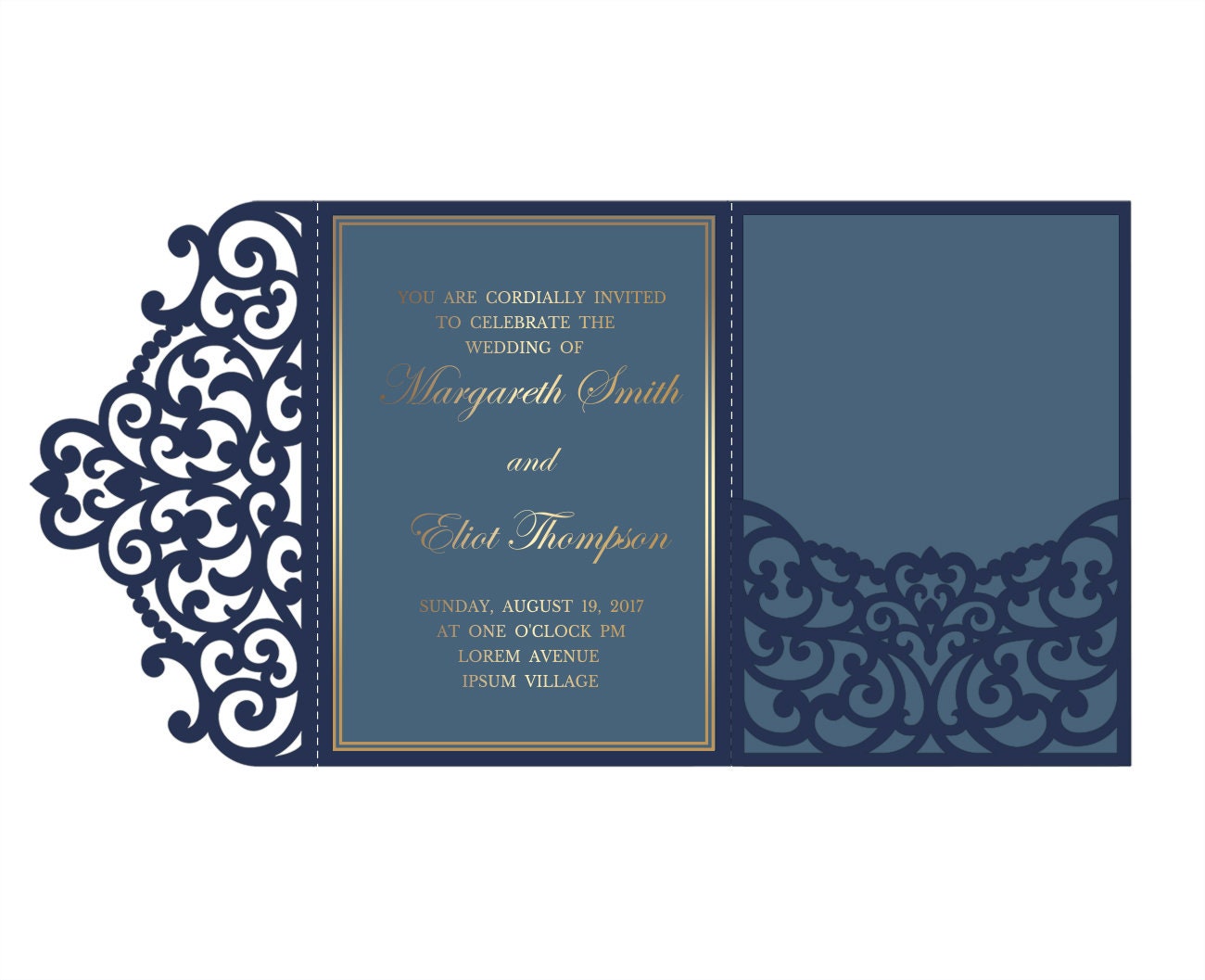 Tri-fold Wedding Invitation Pocket Envelope SVG Template for - Etsy